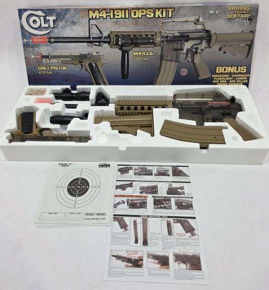 Colt M4-I9II OPS Kit Spring Powered Airsoft Gun - Black And Gold Auctions