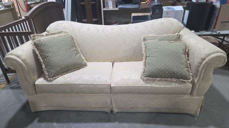 Clayton Marcus Cream Colored Demask-Pattererned Hand-Crafted ...