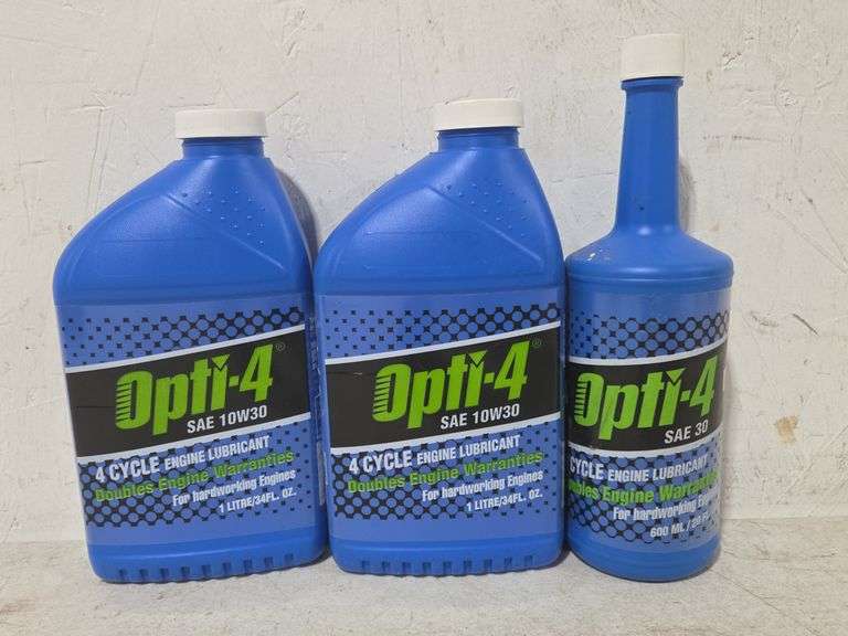 (2) Cans Of Opti-4 SAE 10W-30 4-Cycle Engine Lubricant & SAE 30 4-Cycle ...