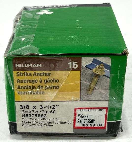 (~50pc) HILLMAN Strike Anchors - 3/8 x 3-1/2” - Black And Gold Auctions