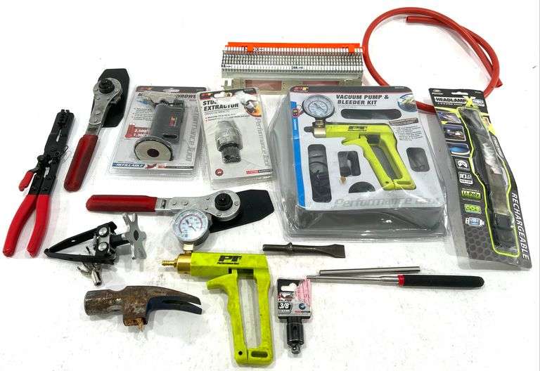 Assortment of Tools - Vacuum Pump & Bleeder Kit / Head Lamp / Flame ...