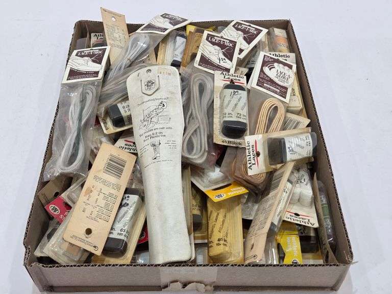 Large Shoe Repair Lot: Laces, Shoe Horns, & More - Black And Gold Auctions