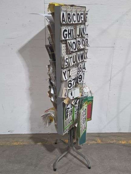 Display Rack W/Large Assortment Of Various Signs - Black And Gold Auctions