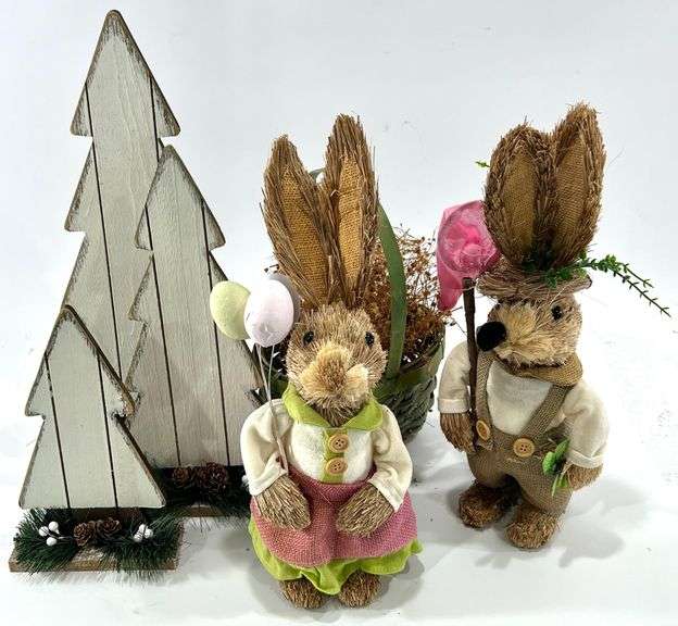 Easter Bunny / Pine Tree House Decorations - Black And Gold Auctions