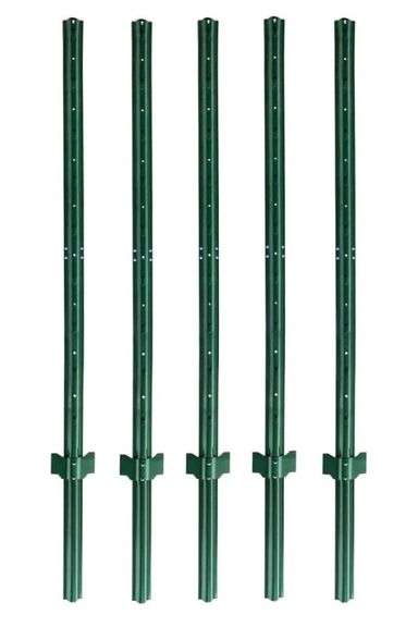 6-Foot Heavy Duty Metal Green Fence Post (Pack of 5) - Black And Gold ...