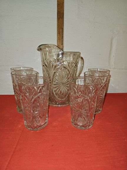 Vintage Royal Crystal Rock RCR Rare "Oasis" Pitcher & 6 Glasses - Baker ...