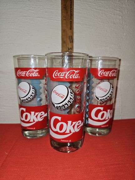 Vintage 1980's Coca-Cola Multi-Colored Logo 12 oz Drinking Glass Teal ...