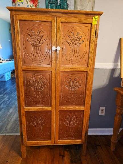 Pie safe - copper inlay with wheat design - Baker Auctions & Real ...