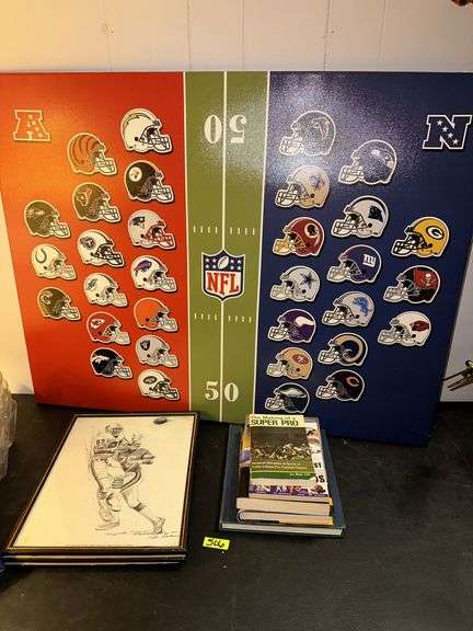 Football books, NFL poster, & framed drawings. - Baker Auctions & Real ...