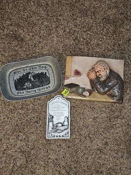 Vintage Man Praying & Give US This Day Our Daily Bread--Tray - Baker ...