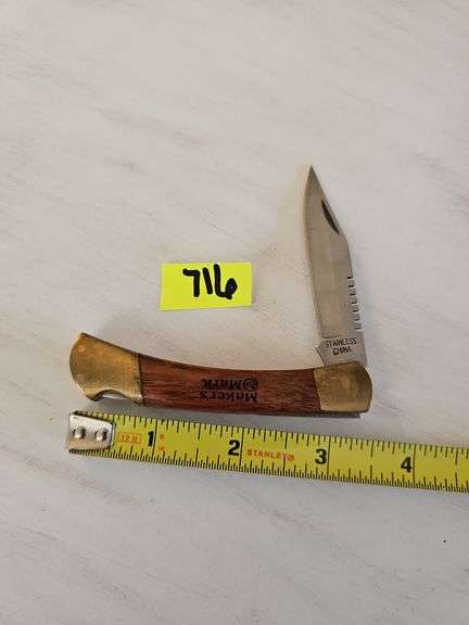 Makers Mark engraved wooden handle with 1 blade - Baker Auctions & Real ...