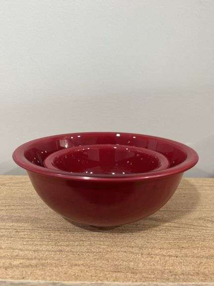 Pyrex Red serving bowl & red soup bowl - Baker Auctions & Real Estate, LLC
