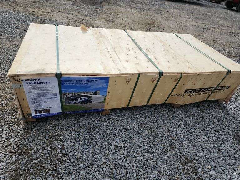 20'×30' All Steel Carport with Enclosed 10' Sidewalls - Baker Auctions & Real Estate, LLC