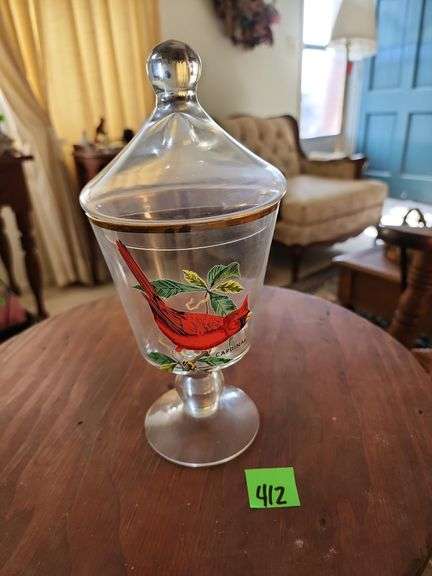 Cardinal Glass Footed Pedastal Candy Dish - Baker Auctions & Real ...