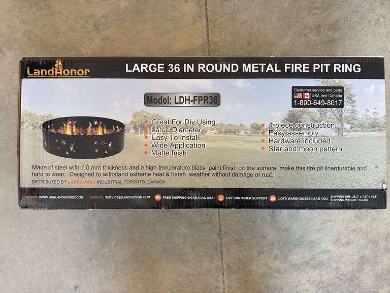Landhonor 36in Round Metal Fire Pit Ring (Model LDH-FPR36) - Baker ...