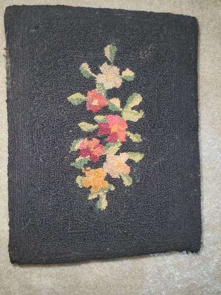 Vintage Needlepoint Wooden Foot Stool Rest Cross Stitch Embroidered ...