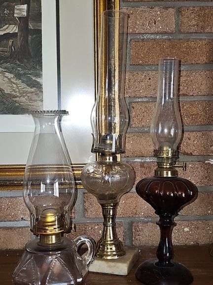 Oil lamps - qty 3 - Baker Auctions & Real Estate, LLC