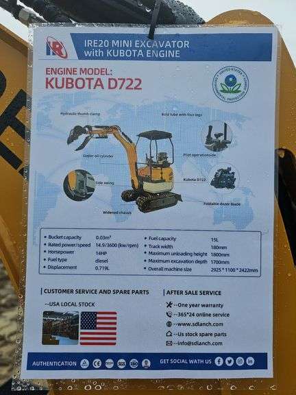 IRE20 Mini Diesel Excavator - Baker Auctions & Real Estate, LLC