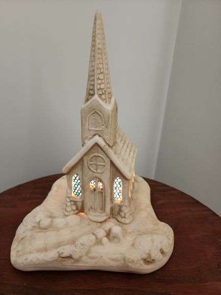 Lighted Vintage Ceramic Church - Baker Auctions & Real Estate, LLC