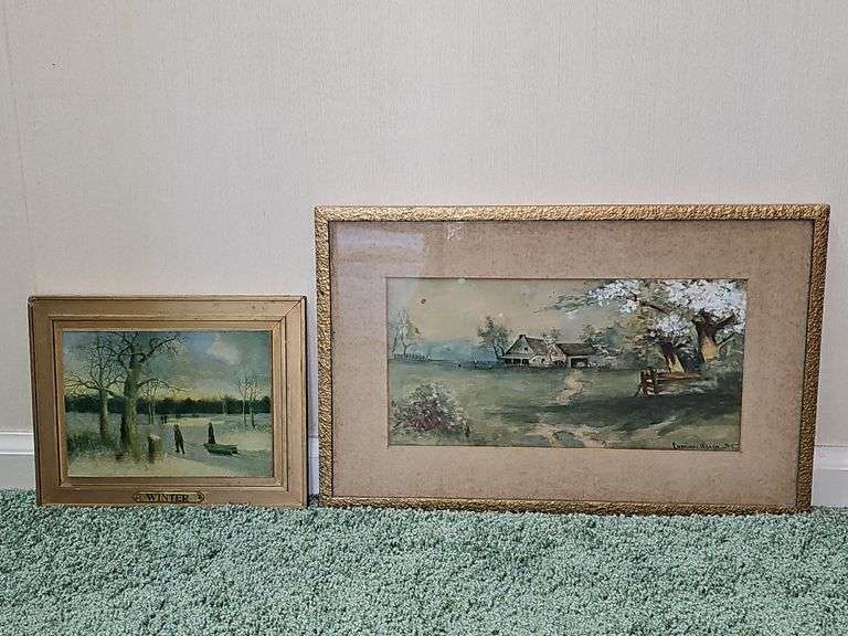Vintage framed artwork - Baker Auctions & Real Estate, LLC