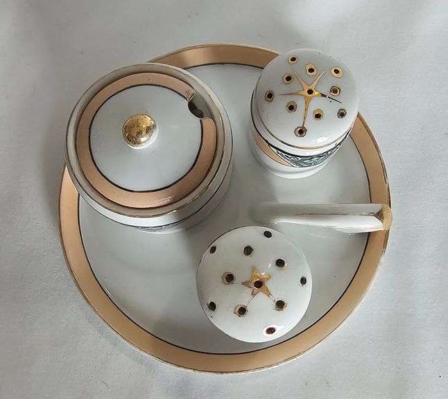 Noritake Porcelain Condiment set Mustard Pot with lid and spoon, Salt ...