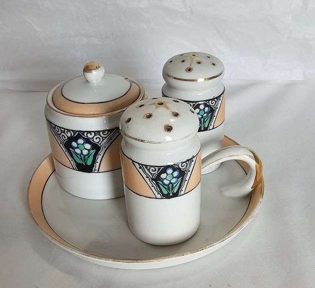 Noritake Porcelain Condiment set Mustard Pot with lid and spoon, Salt ...