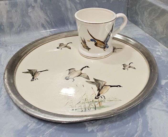 Vintage Revere Pewter Serving Tray & Vintage Shaving Mug - Baker ...