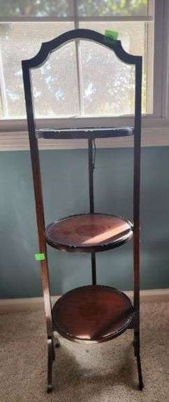 Vintage 3~Tier Solid Wood Folding Table Pie Stand / Plant Shelf - Baker ...
