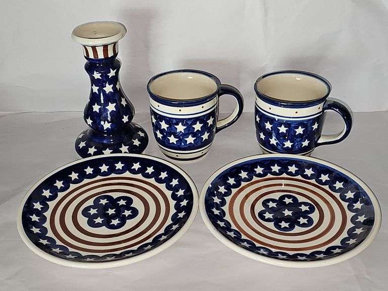 Bolesławiec Polish Pottery with a star pattern - Baker Auctions & Real ...
