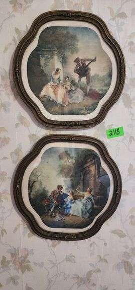 Romantic French Prent Framed artwork - Baker Auctions & Real Estate, LLC