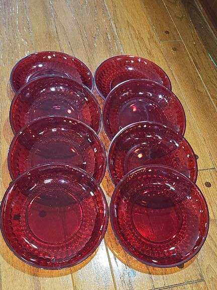 Red Glass Plates - Baker Auctions & Real Estate, LLC