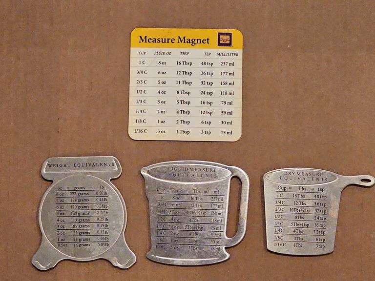 Liquid, Dry, & Weight Measurement Magnets - Baker Auctions & Real ...