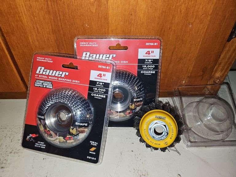 2 - Bauer 4" [New] Wood Sharping Disk & Dewalt Wire Cup Brush - Baker ...