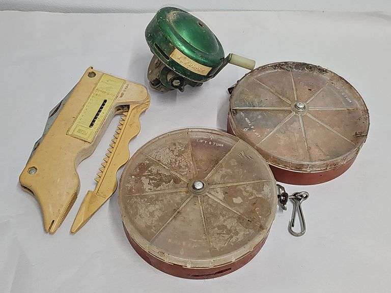 Vintage Multi FishingTool, Reel & Containers for Sinkers - Baker ...