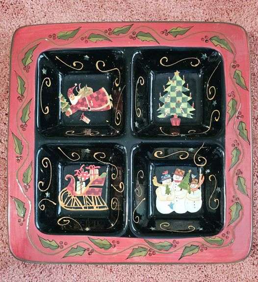 Square 4 part divided plate - Baker Auctions & Real Estate, LLC