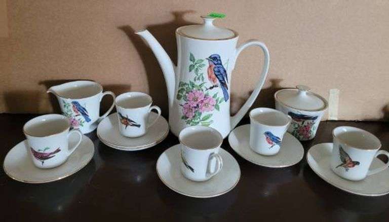 Bird Tea Set - Floral design - Baker Auctions & Real Estate, LLC