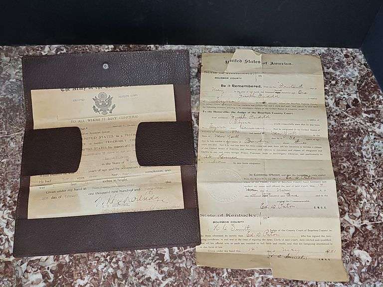 1890 Citizenship document & Military discharge papers - Baker Auctions ...