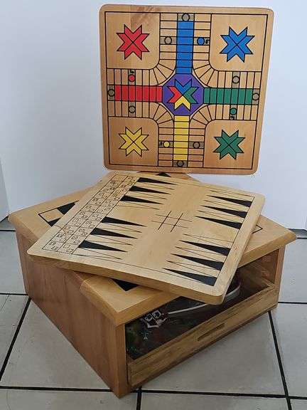 Wooden multi board game set - Baker Auctions & Real Estate, LLC