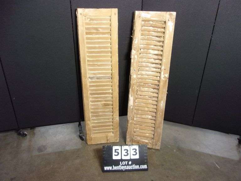 RUSTIC WHITE WASH PAINTED EGYPTIAN PINE DECORATIVE WINDOW SHUTTERS, 47 ...