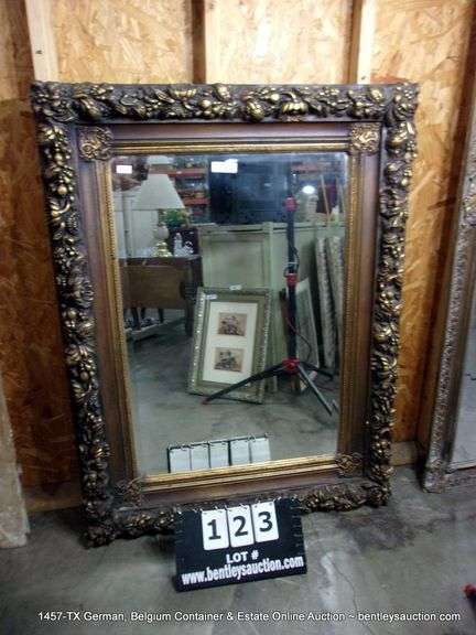 DARK GOLD FRAME WOOD & RESIN FLORAL PATTERN ITALIAN STYLE BEVELED WALL ...