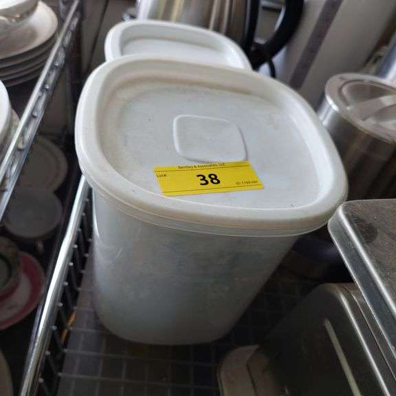 PLASTIC TUPPERWARE W/ METAL CONTAINERS - WHITE & CLEAR - Bentley ...