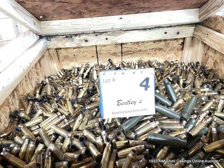 CRATE: SPENT METAL & BRASS SHELL CASINGS - APPROX. 2,883 LBS. NET ...