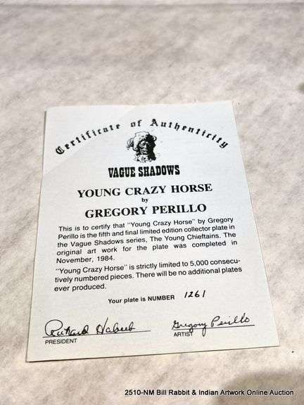 YOUNG CRAZY HORSE BY PERILLO PLATE - Bentley & Associates, LLC