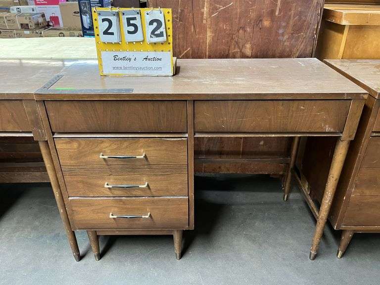 MID CENTURY BRASS TIPPED FEET DESK - Bentley & Associates, LLC