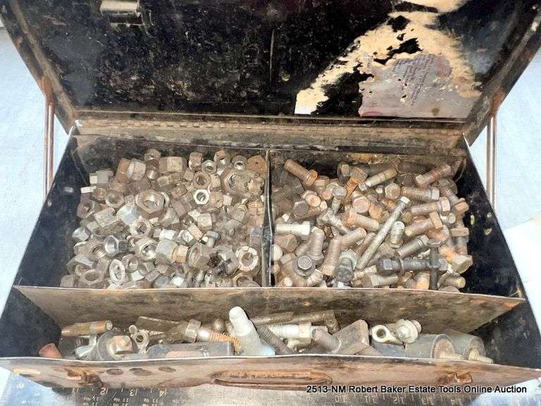 VINTAGE METAL TOOL BOX, BOLTS & SCREWS - Bentley & Associates, LLC