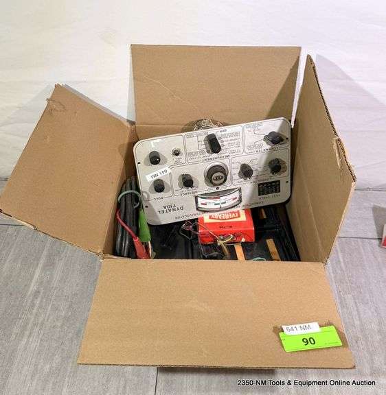 BOX - ASSORTED HARDWARE AND DYNATEL 710A CONDUCTOR RESISTANCE ...