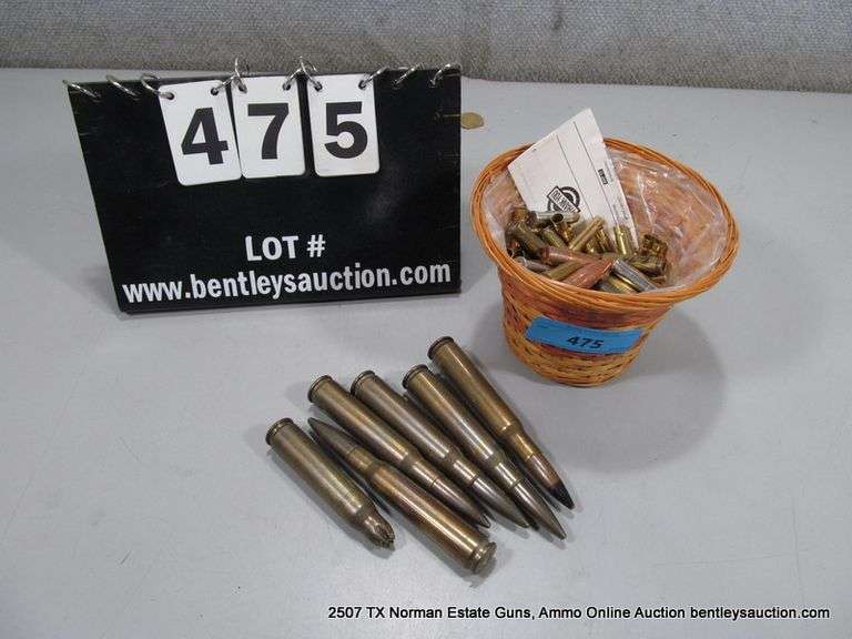 BASKET: ASSORTED BULLETS, CASINGS, AMMUNITION - Bentley & Associates, LLC