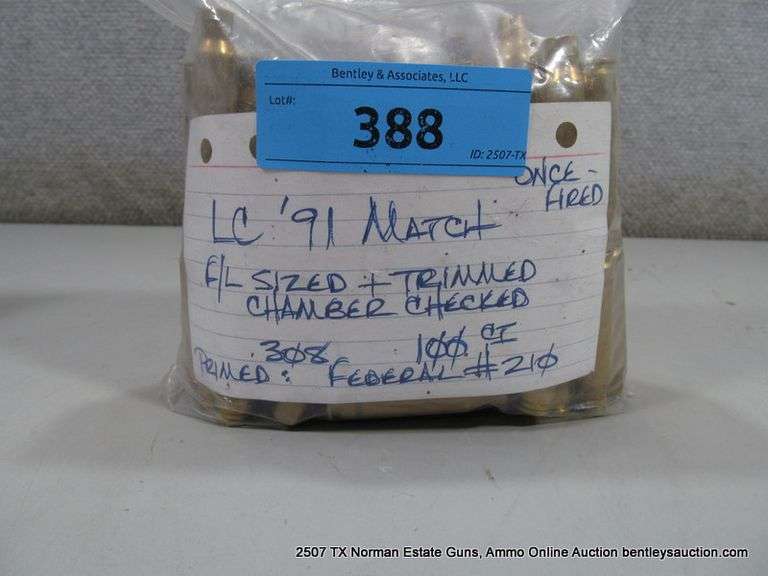 LC '91 MATCH-ONCE FIRED PRIMED 308 - FEDERAL - 100 COUNT - Bentley ...