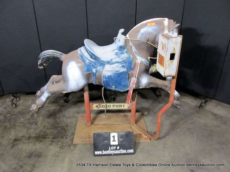 ANTIQUE COIN OPERATED RODEO PONY KIDDIE RIDE - WEATHERED - Bentley ...