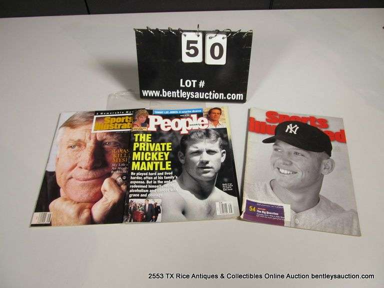 LOT (3): MICKEY MANTLE MAGAZINES W/ COVER & ARTICLES ON MANTLE - SPORTS ...